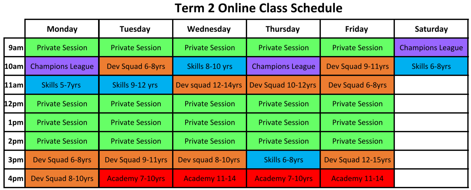 Term 2 timetable - The Football Factory